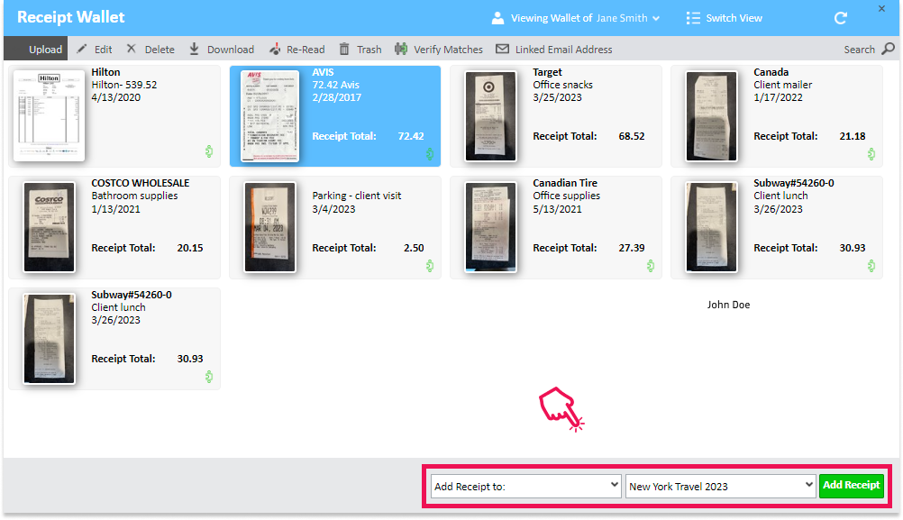Add Receipt to Expense Report