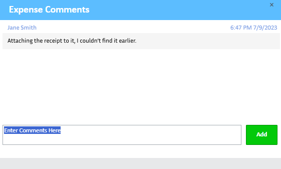 Expense Comments