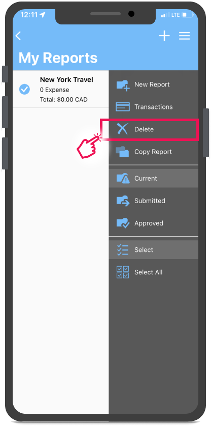Delete an Expense Report