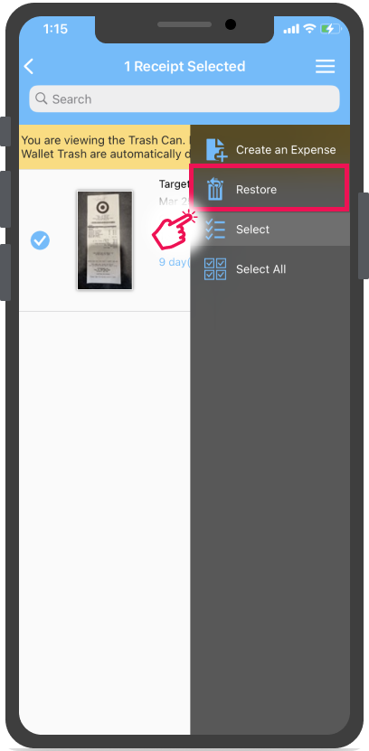 Restore a Deleted Receipt