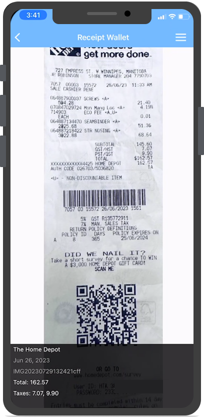 Receipt Details