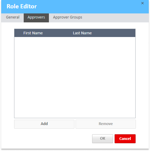 Add New Role - Approvers