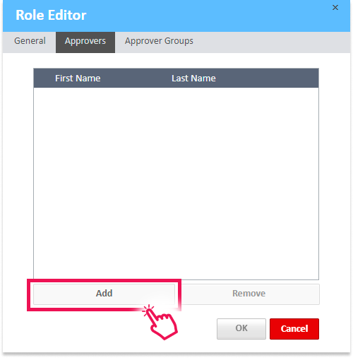 Add New Role - Approvers