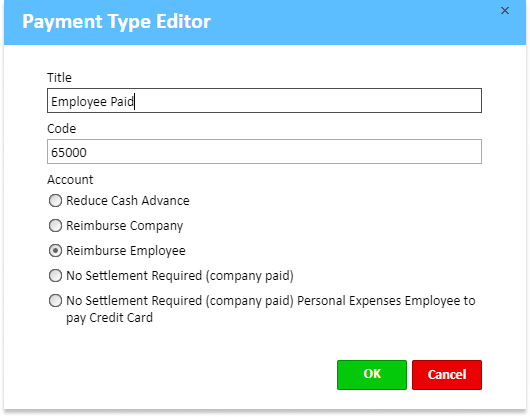 Edit Payment Types